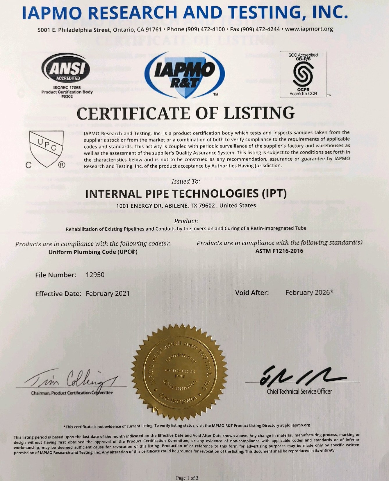 Codes and Compliance - internalpipetech